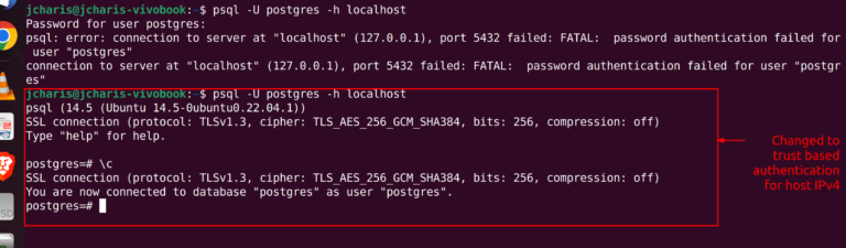 Logging into PostgreSQL without password prompt – JCharisTech