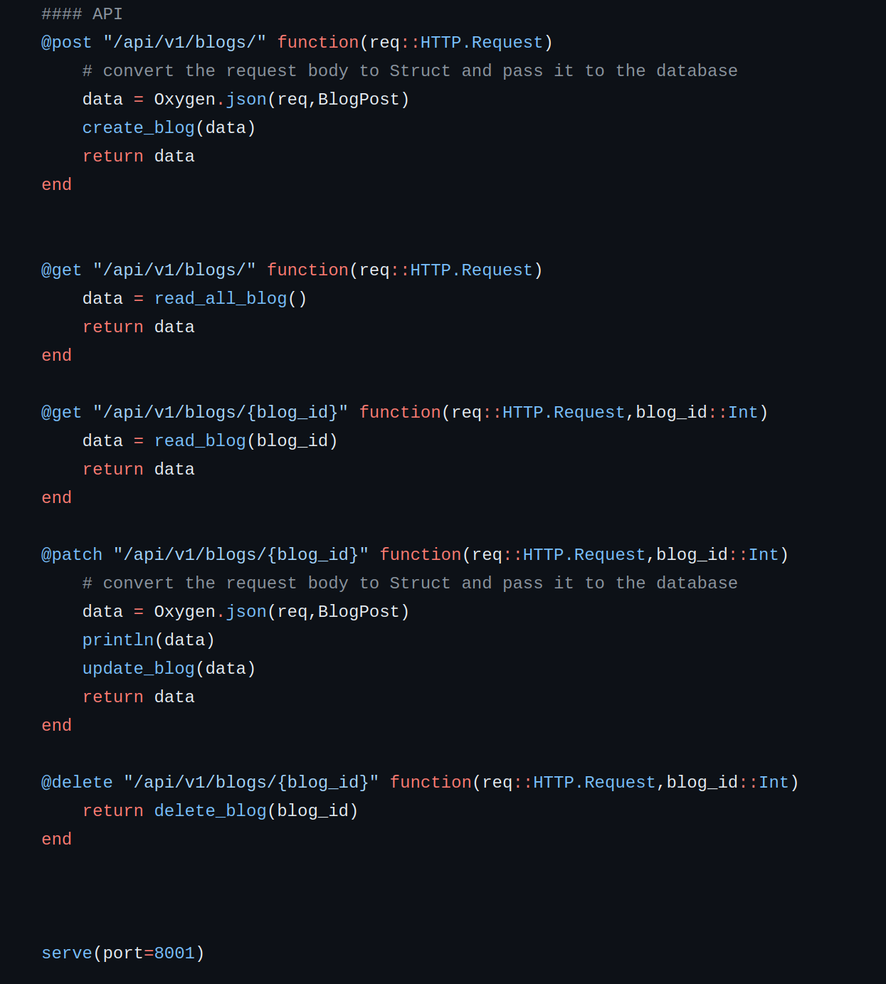 Build a CRUD API in Julia with Oxygen.jl – JCharisTech